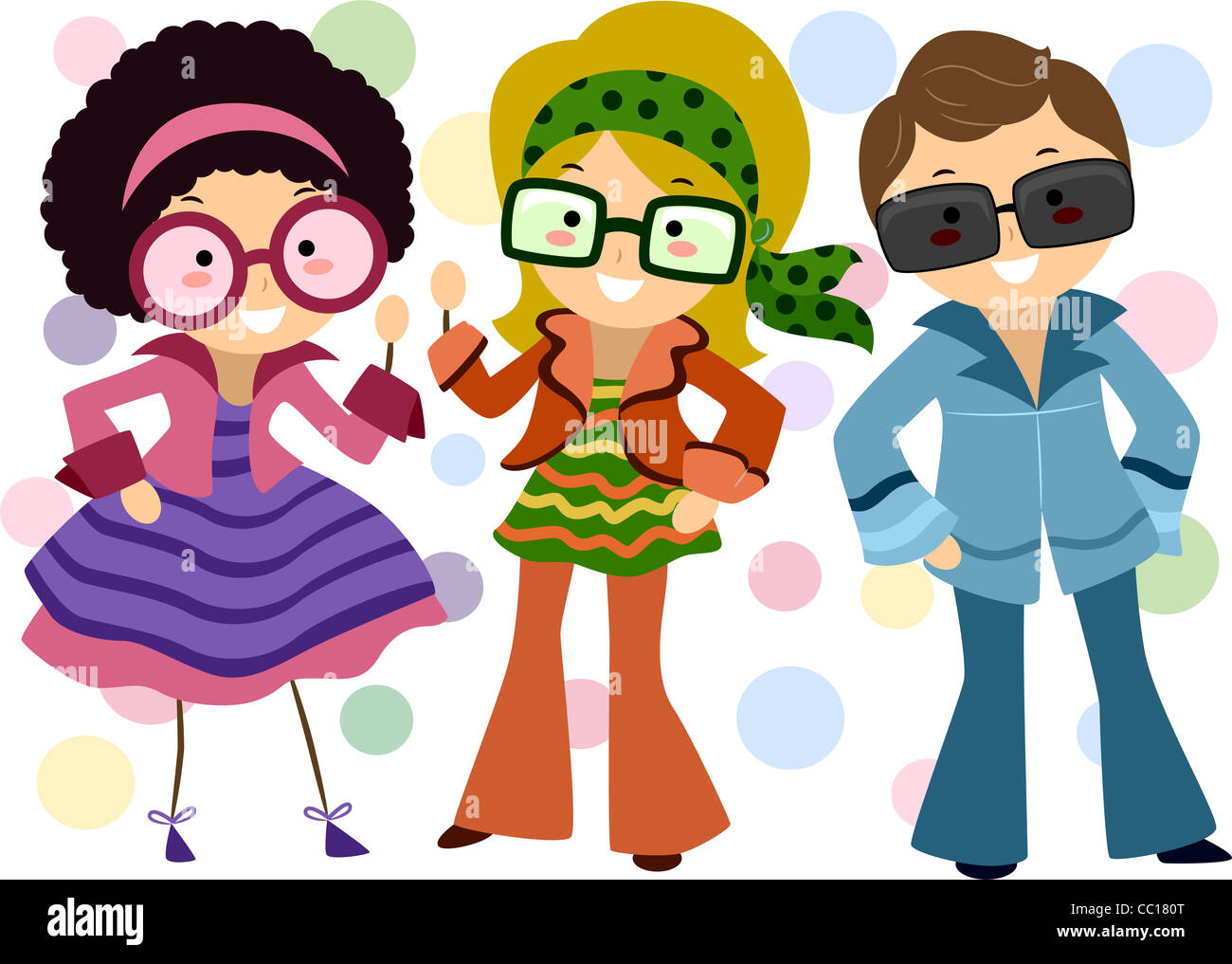 Illustration of Kids Dressed in Retro Costumes Stock Photo - Alamy