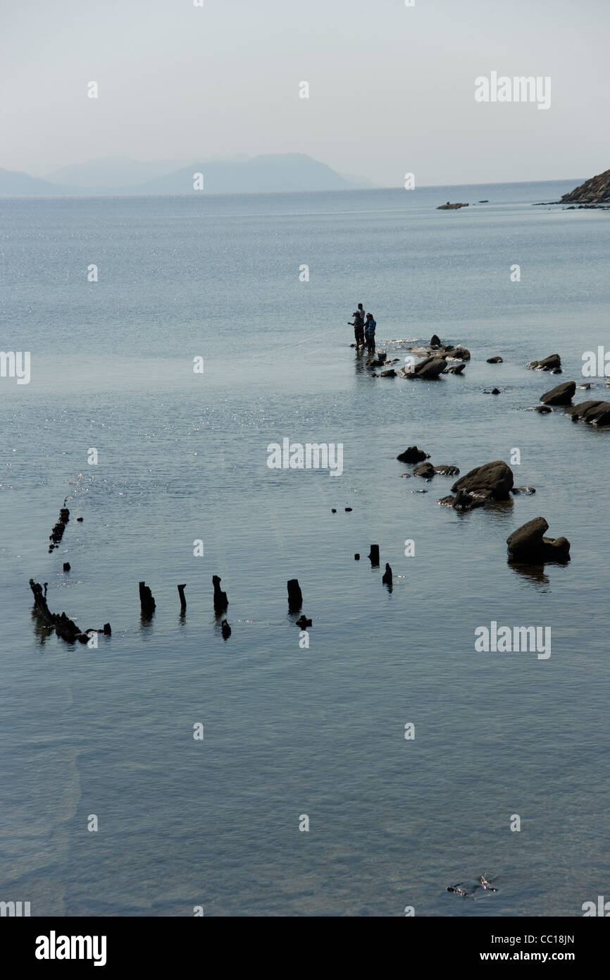 Remains of a British jetty at Suvla Bay, Gallipoli scene of fighting in ...