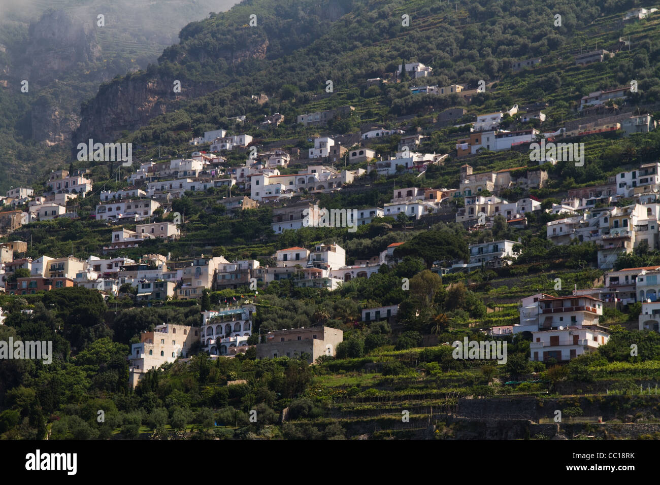 Terrace hillside houses along Amalfi Coast Italy Stock Photo - Alamy