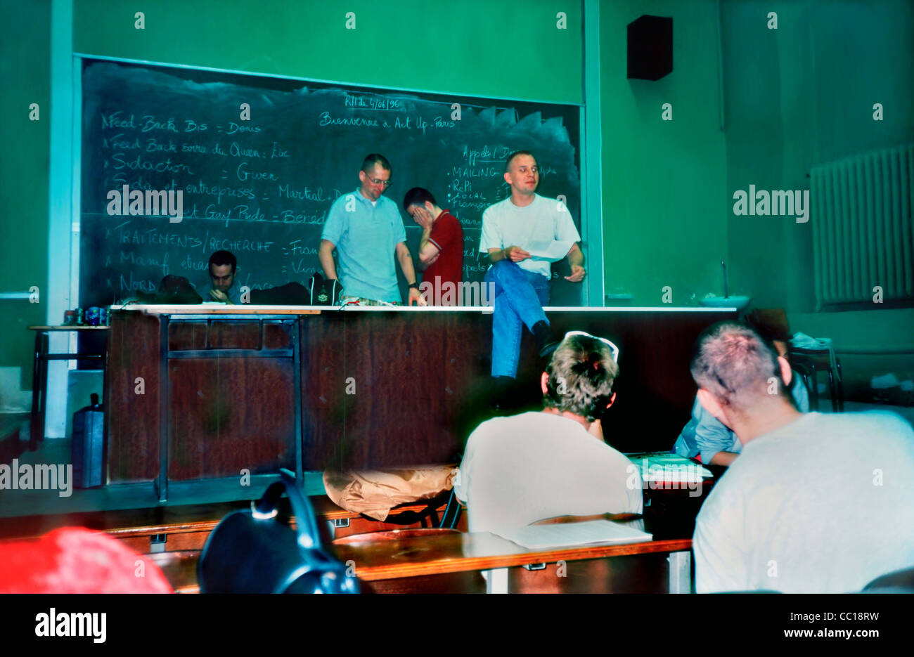 AIDS Activists of Act Up-Paris , Weekly Group Meeting R.H. at Ecole des ...