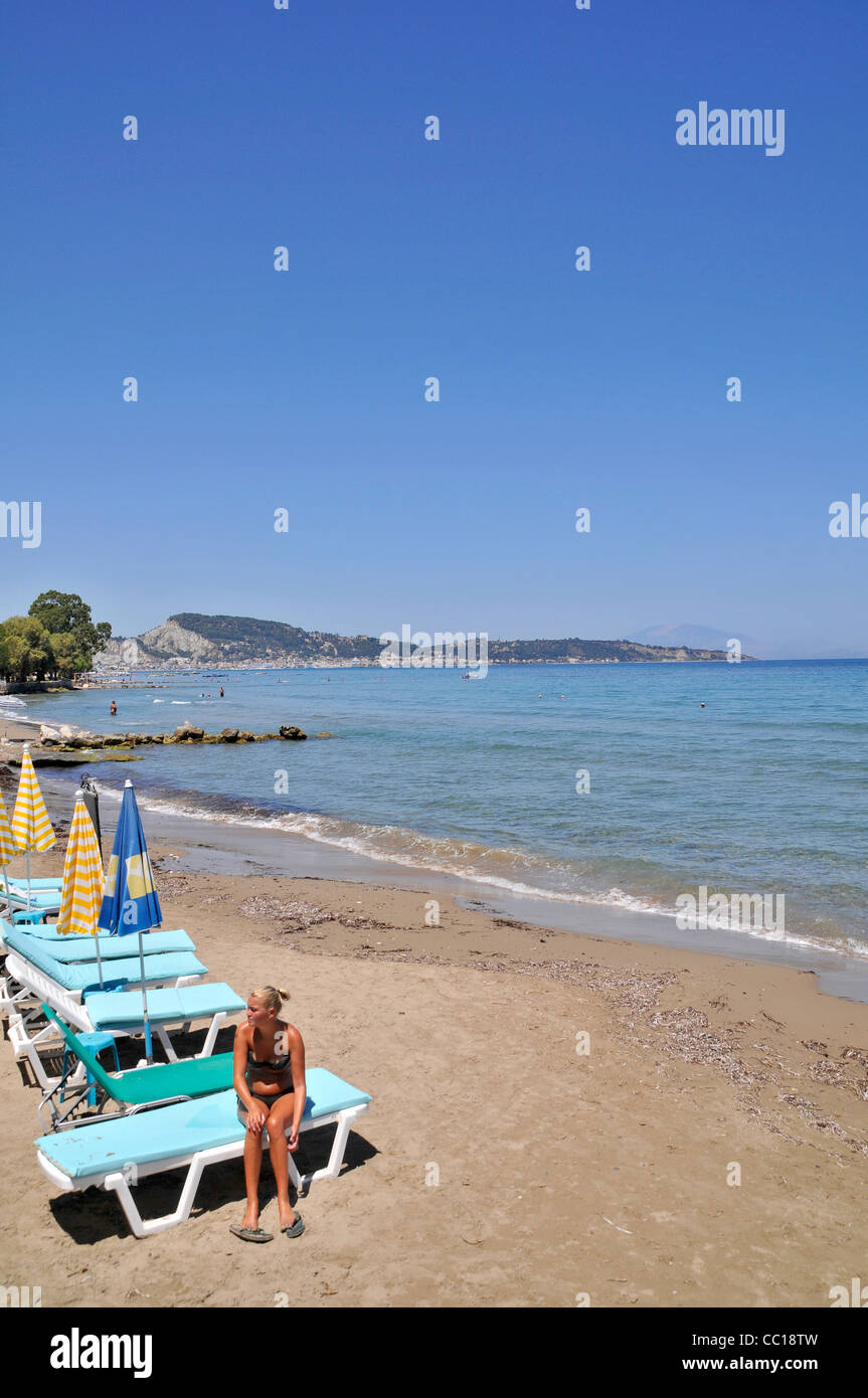 Sunbather on Argassi beach,Zante,Greece Stock Photo - Alamy