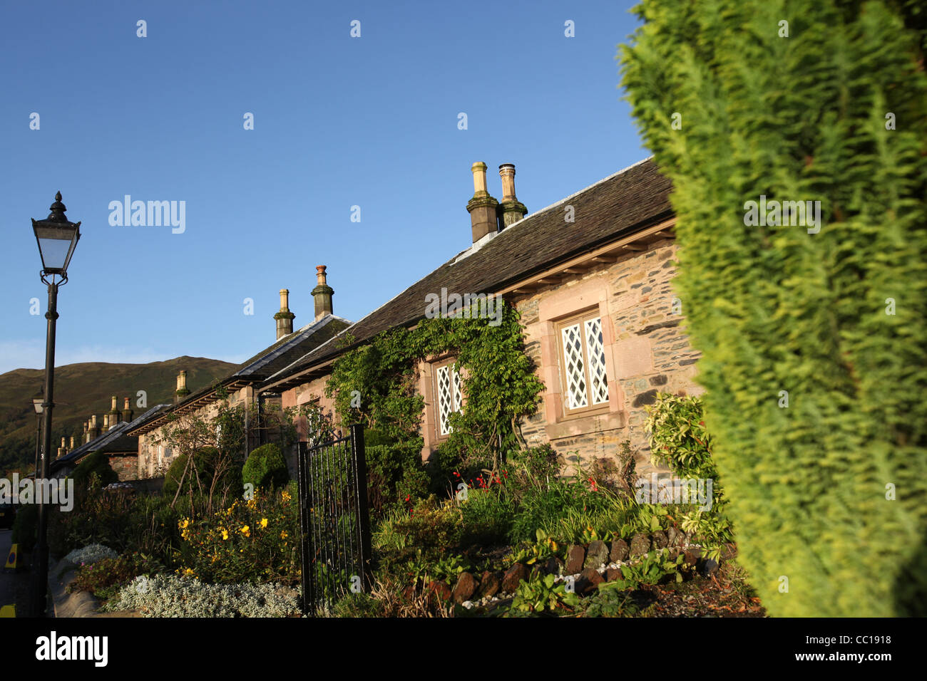 Village of Luss, Scotland. Picturesque view of cottages on Luss village ...