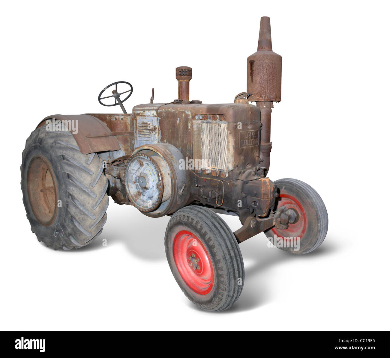nostalgic rusty tractor isolated on white Stock Photo - Alamy