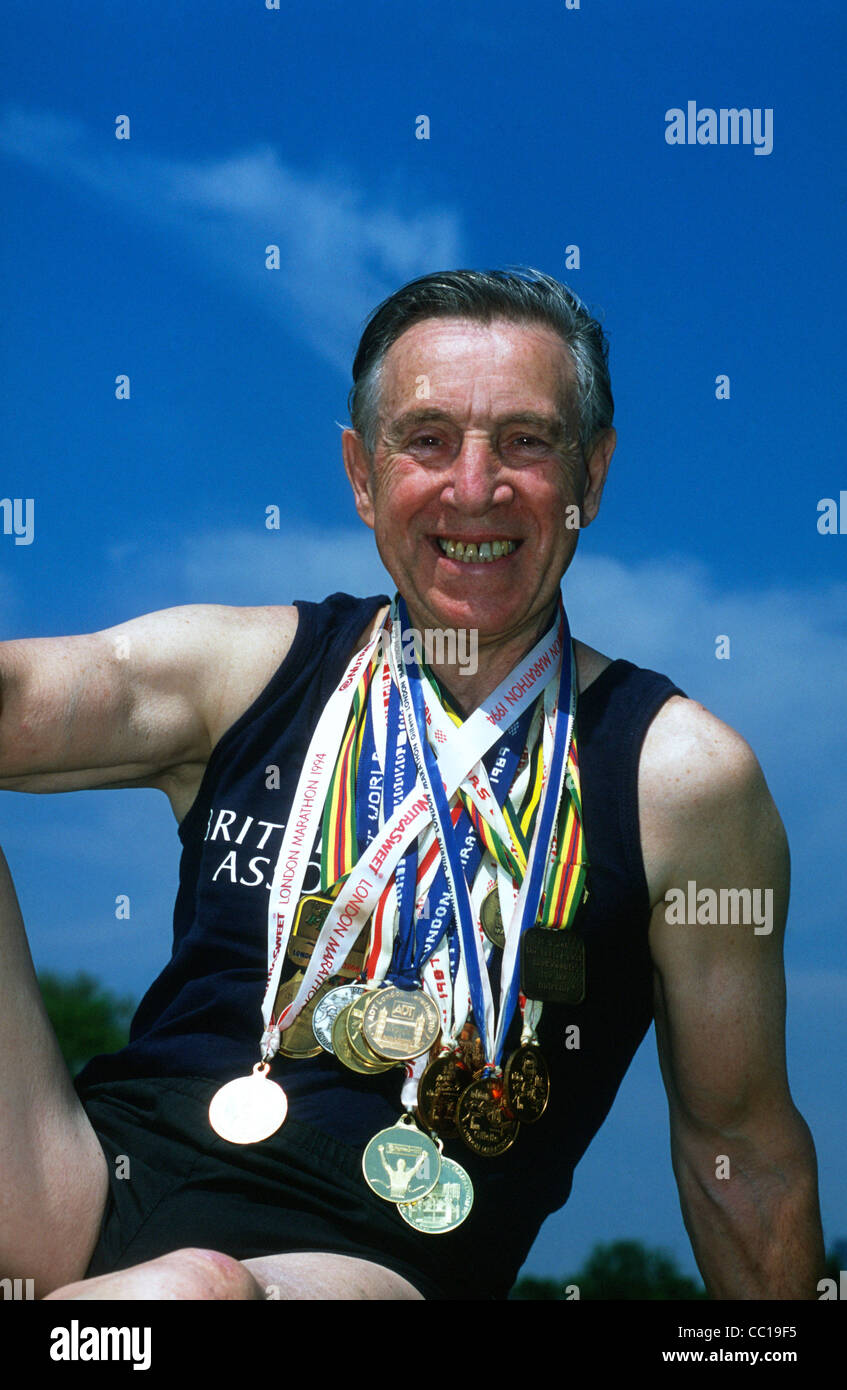 69 year old diabetic man wearing medals won for taking part in 21 ...