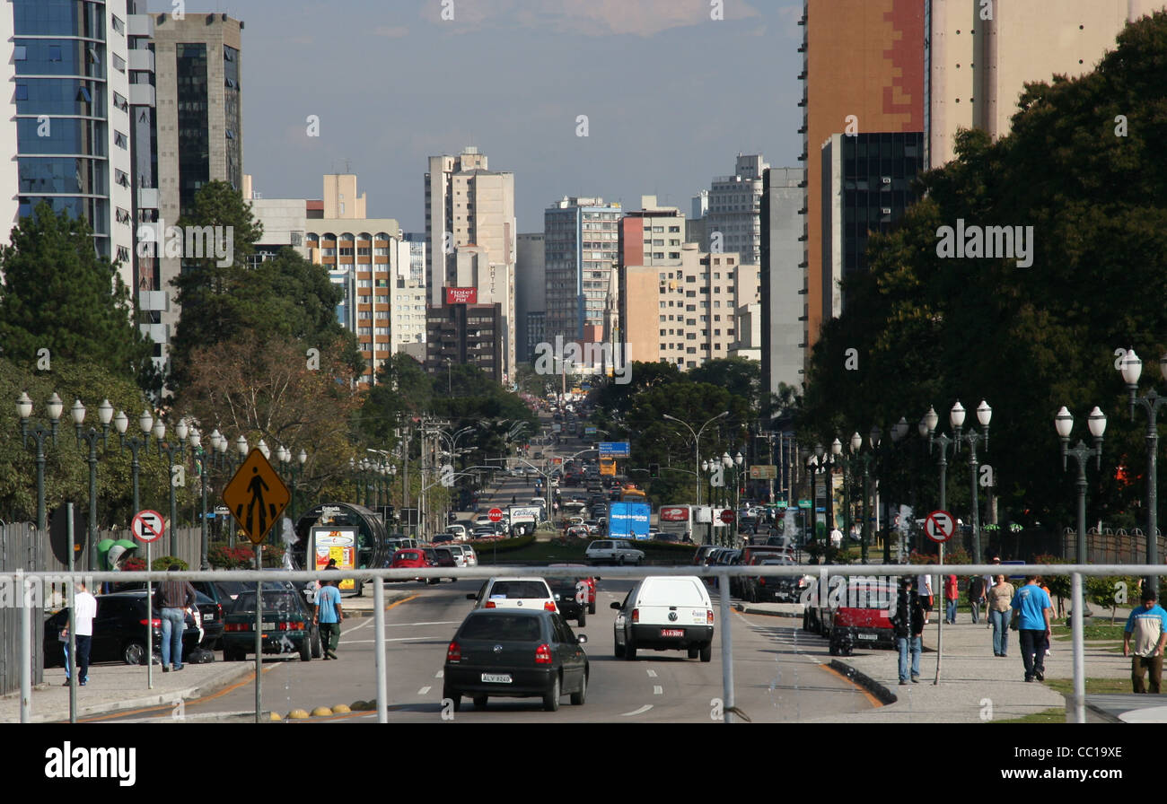 View down one of the main streets in Curitiba, Brazil Stock Photo - Alamy