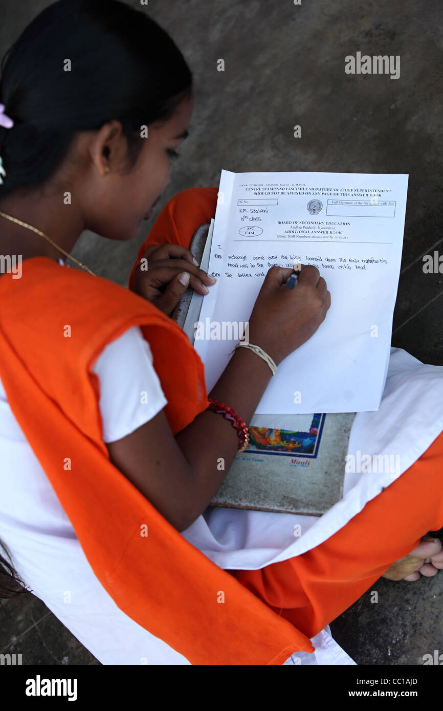 Indian student during examination Andhra Pradesh South India Stock ...