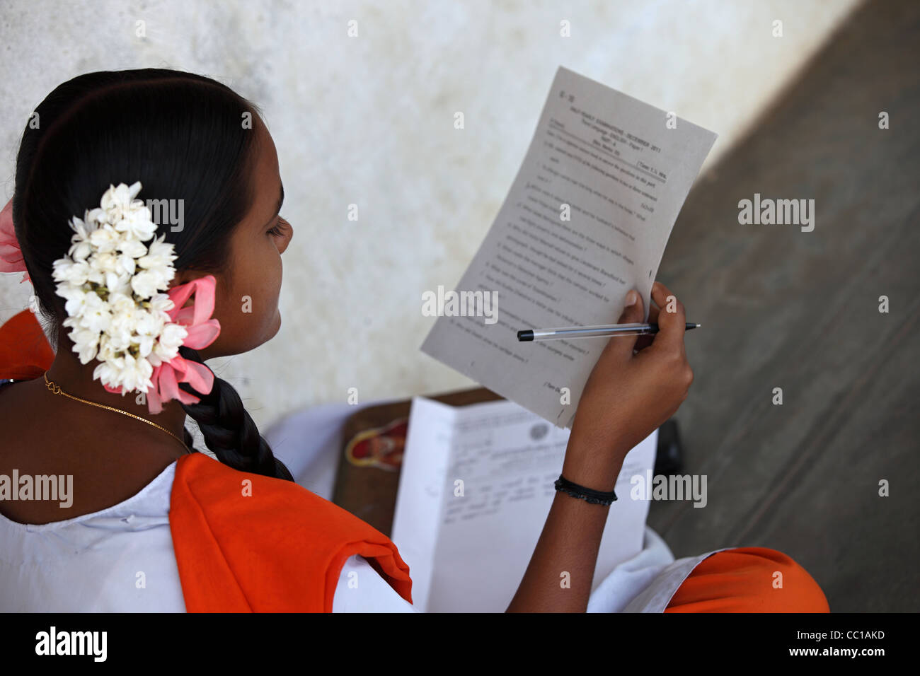 Indian student during examination Andhra Pradesh South India Stock ...
