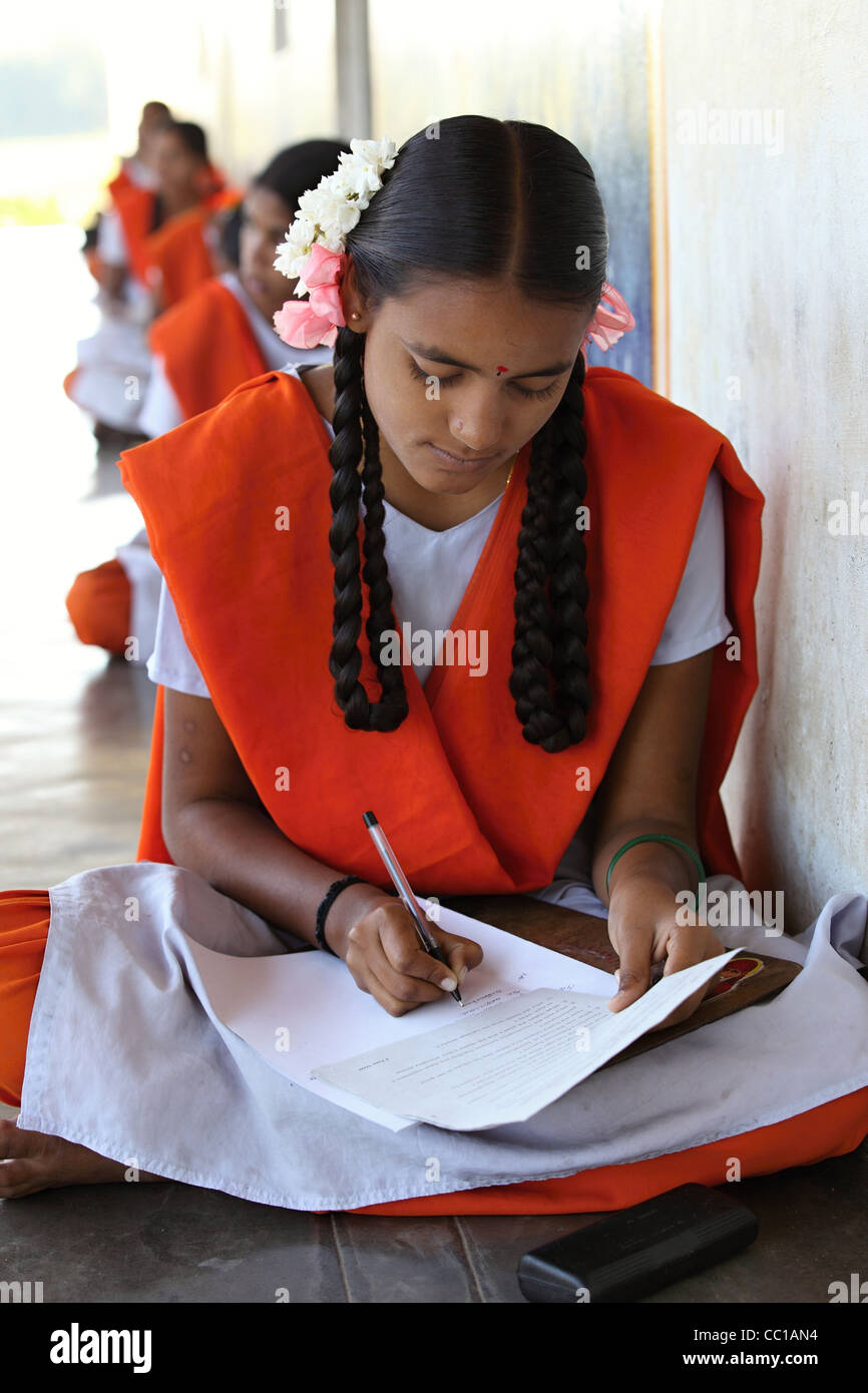 Indian student during examination Andhra Pradesh South India Stock ...