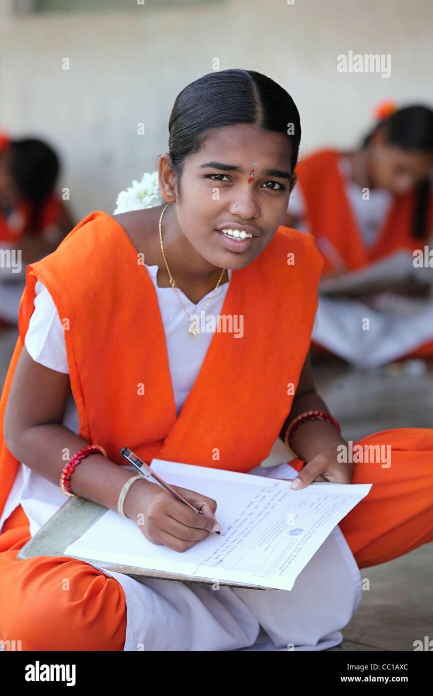 Indian student during examination Andhra Pradesh South India Stock ...