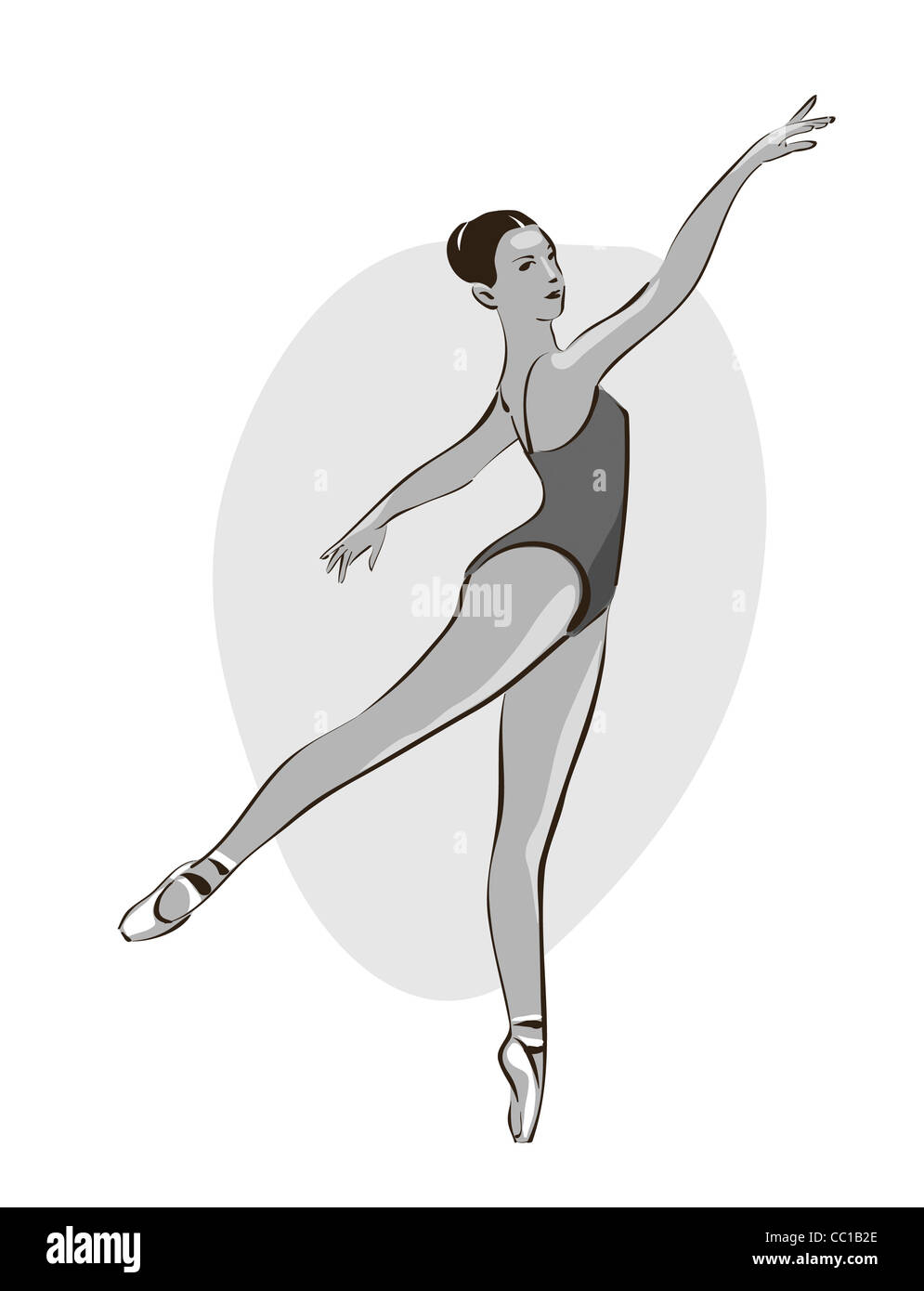 ballerina posing with grace grayscale Stock Photo - Alamy