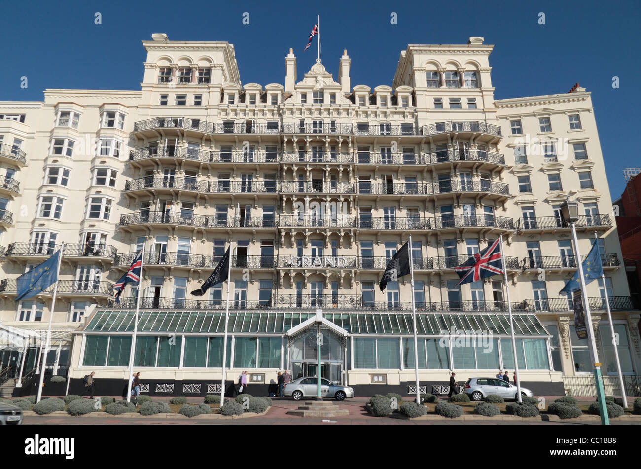 The Grand Hotel on Kings Road, Brighton seafront, East Sussex, UK Stock ...