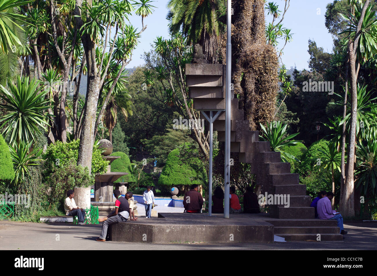 Stairway to Nowhere: sculpture outside the Ethnographic Museum in Addis ...