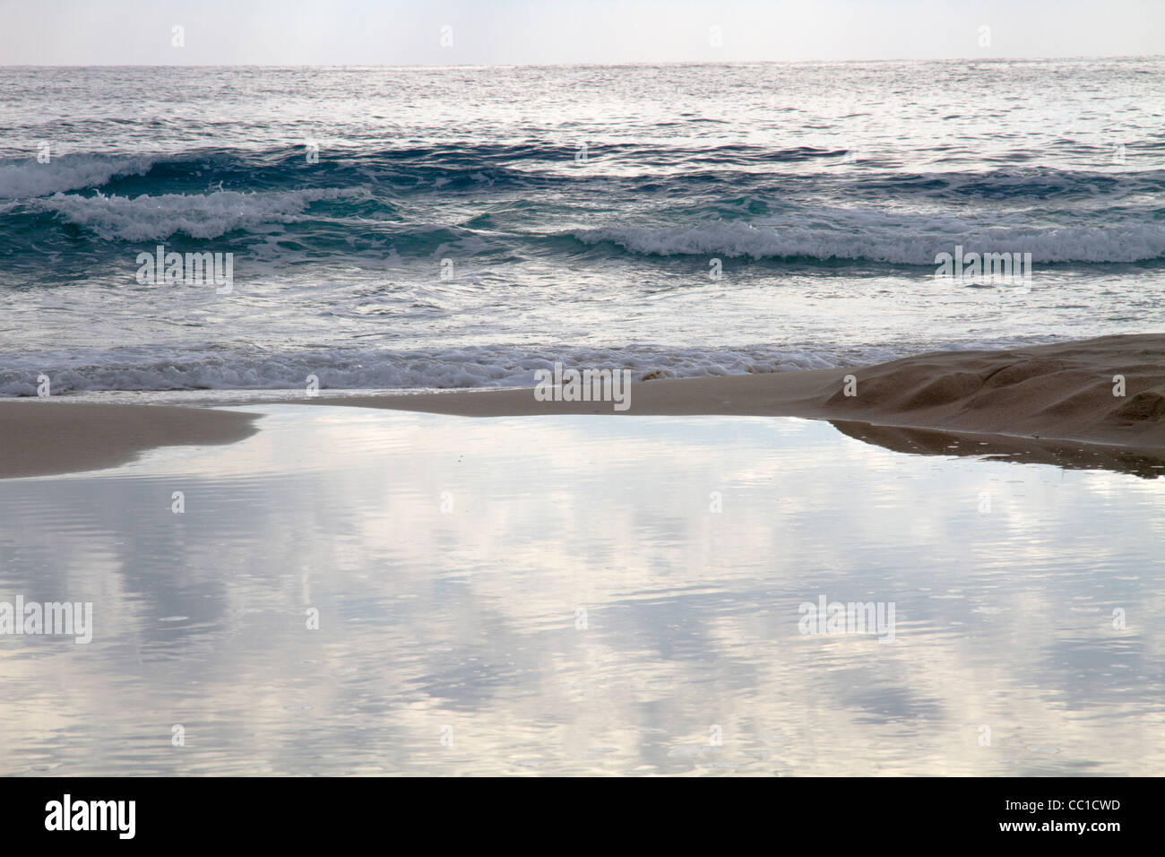 Sea water shoreline and sky reflection Stock Photo - Alamy