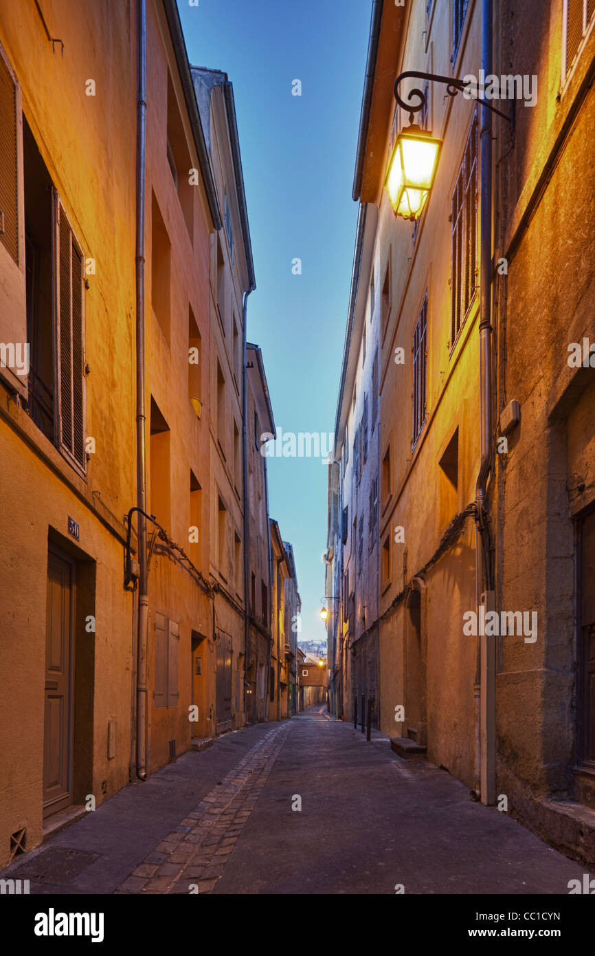 old street in the medieval heart of Aix-en-Provence, France Stock Photo ...