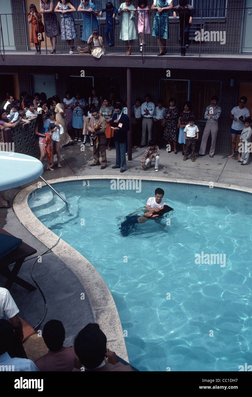 Seventh Day Adventist baptism in hotel pool Stock Photo - Alamy