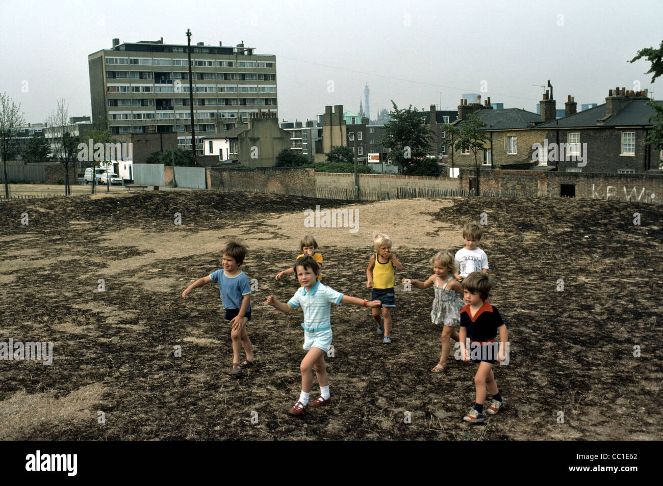 Urban wasteland inner city London with children playing Stock Photo - Alamy