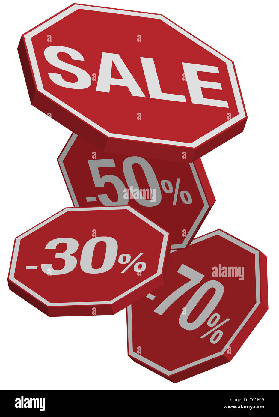 Falling Prices - Red Sale Icons Isolated on White Stock Photo - Alamy