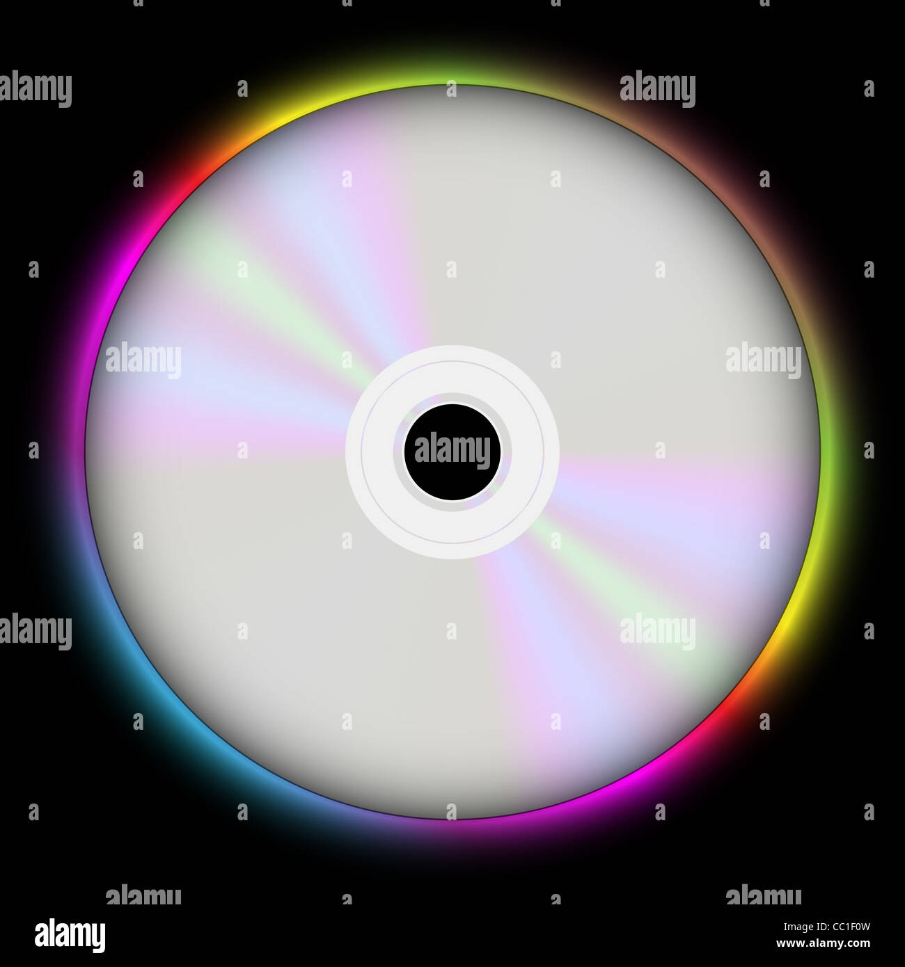 Glowing CD Compact Disc on Black Background Stock Photo - Alamy