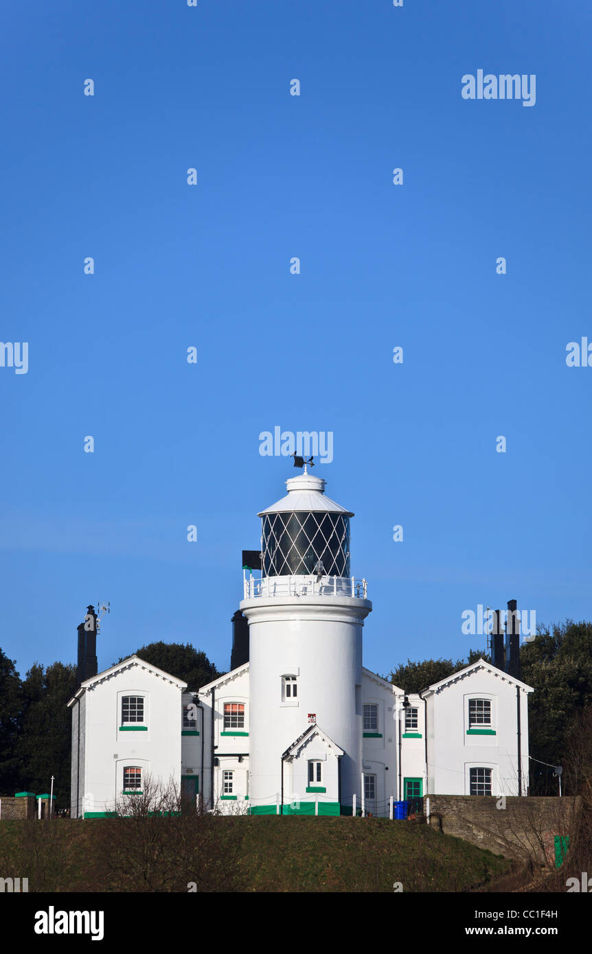 Lowestoft lighthouse perched high on top of a hill above the sea Stock ...
