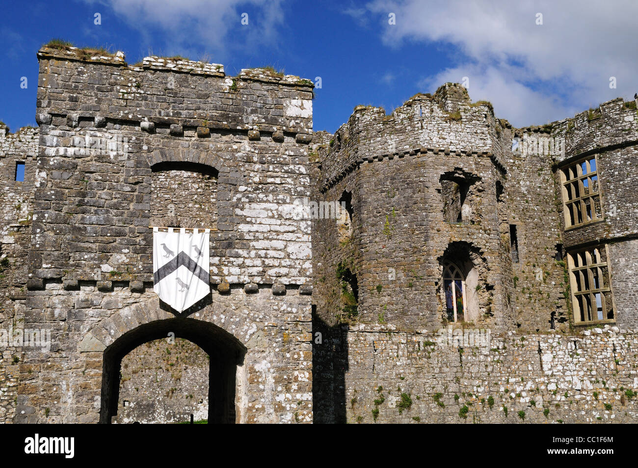 Coat of Arms above the entrance of Carew Castle Pembrokeshire Wales ...