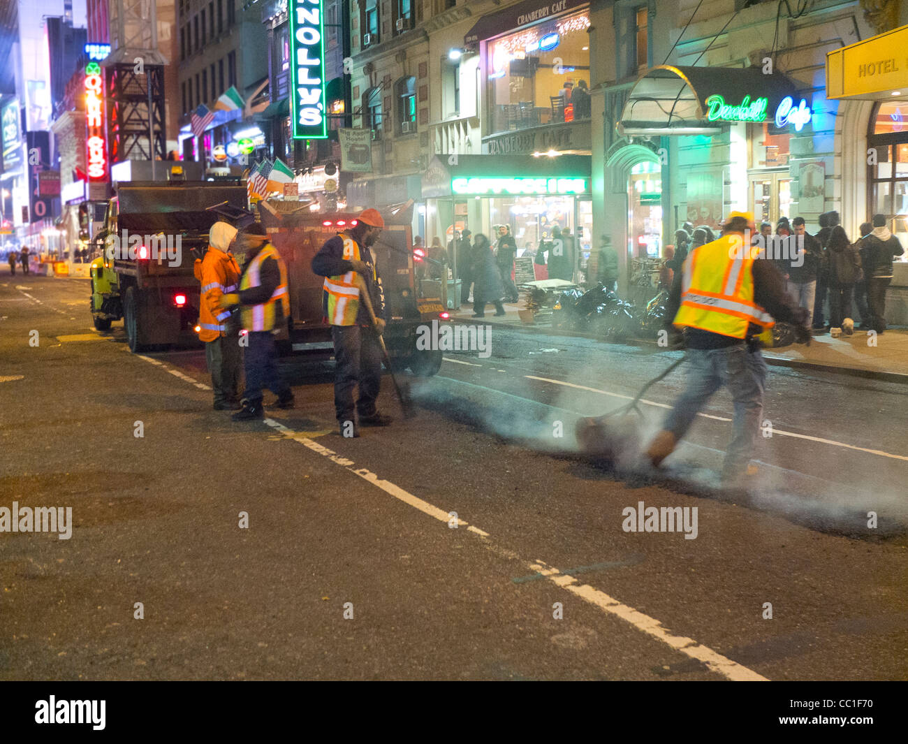 Times square neighborhood area district neon signs sign stores store hi ...