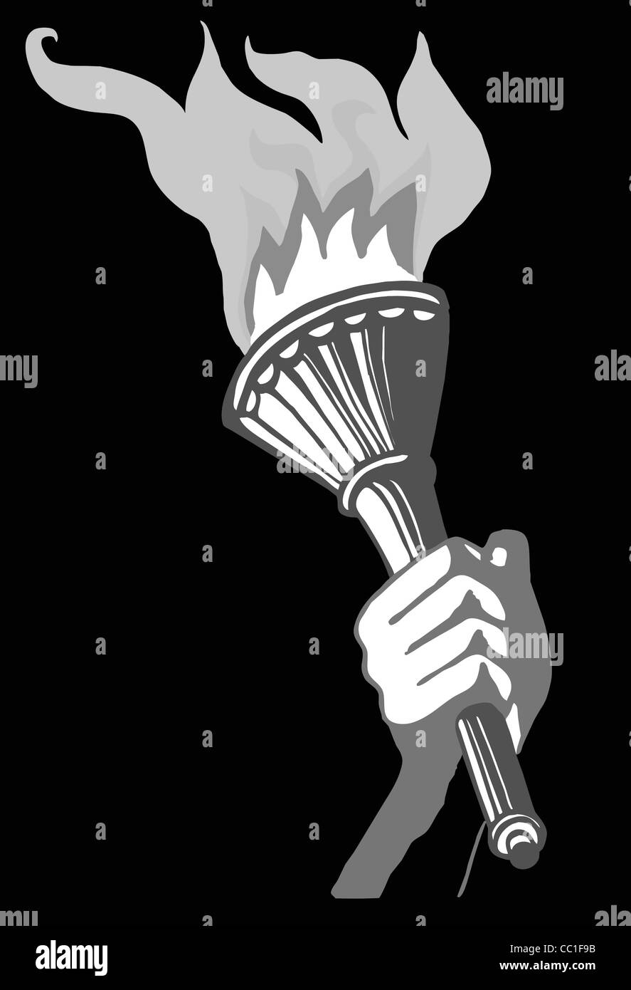 drawing of the torchlight in hand of the person Stock Photo - Alamy
