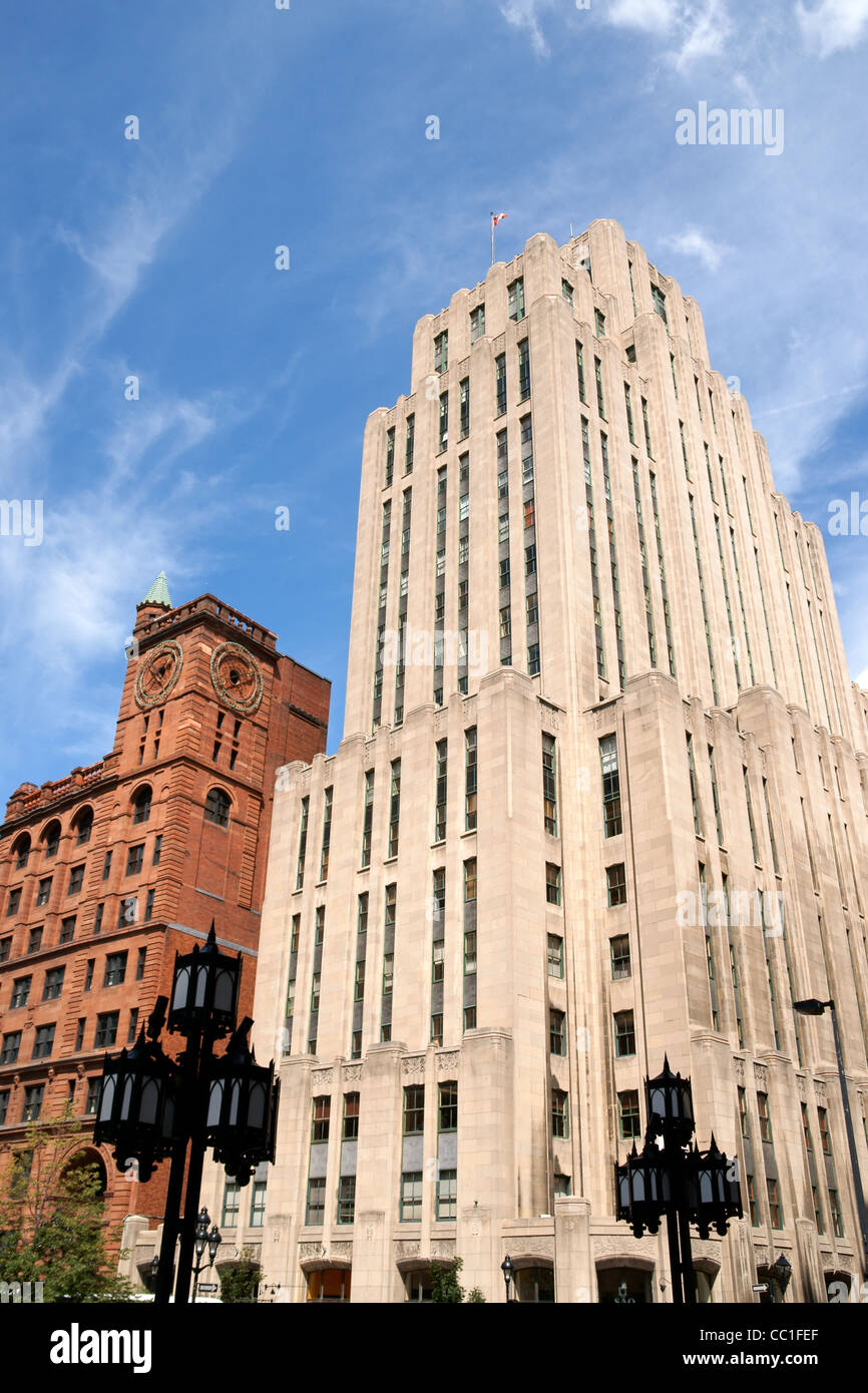 Place d'Armes with first skyscraper of Montreal (on the left) and the ...