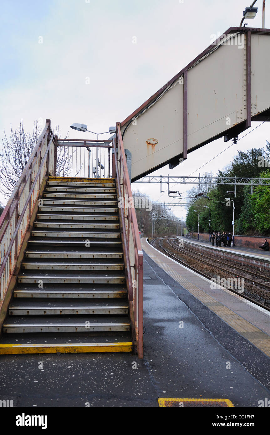 Steps of bridge over railtrack at Patterton Stock Photo - Alamy