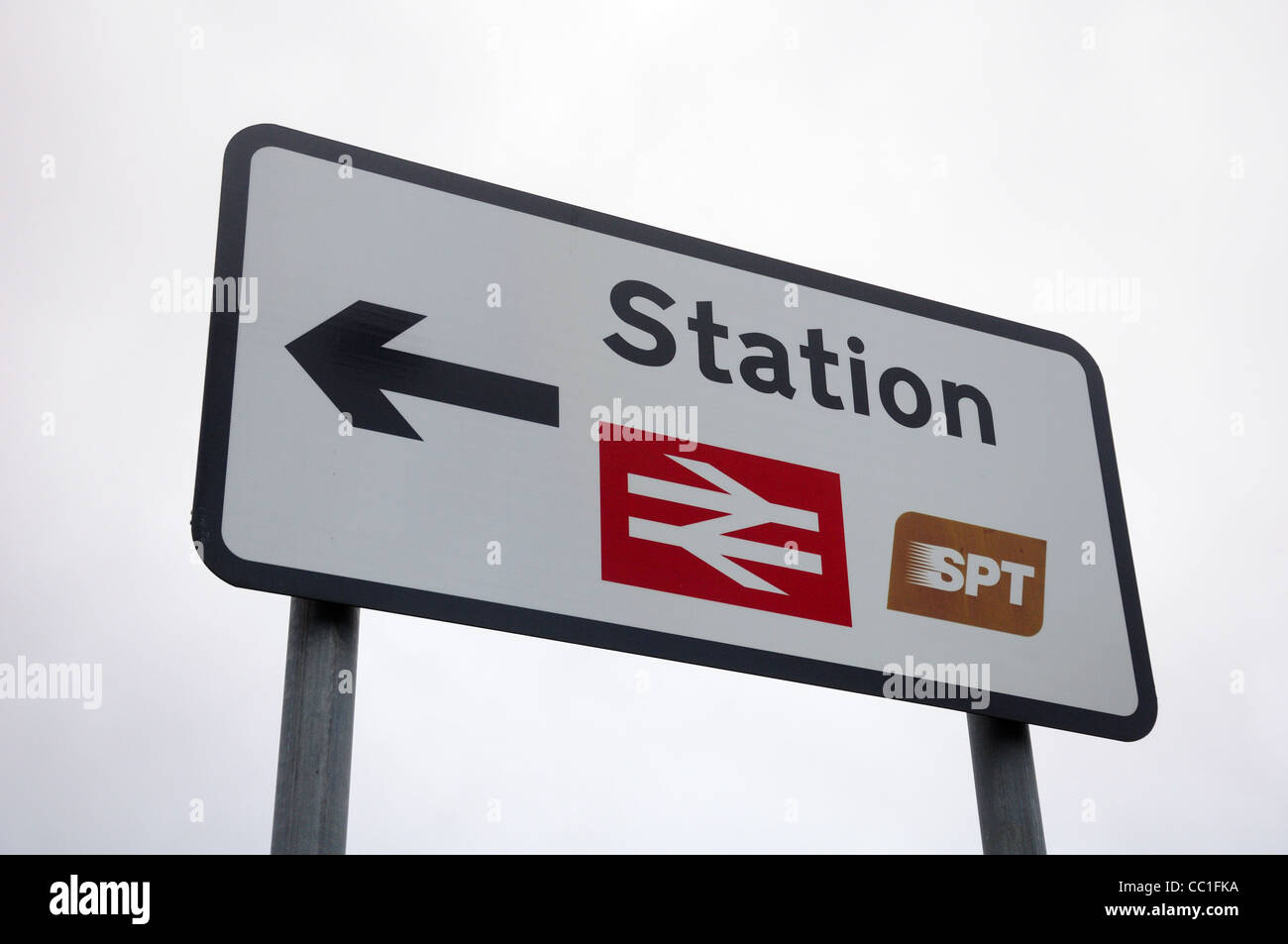 Information signpost for rail link Stock Photo - Alamy