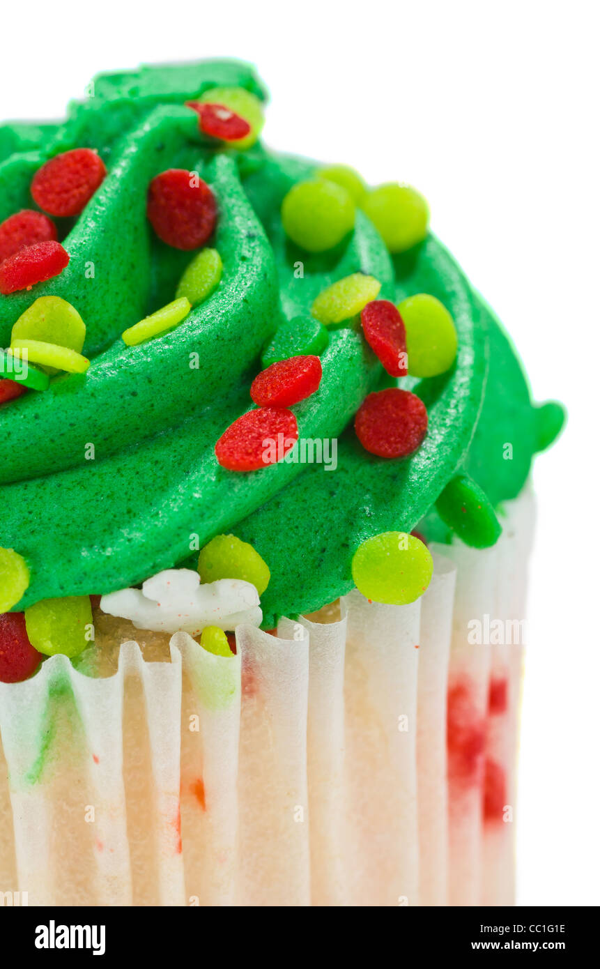 A Single Green Cupcake with Sprinkles Stock Photo - Alamy