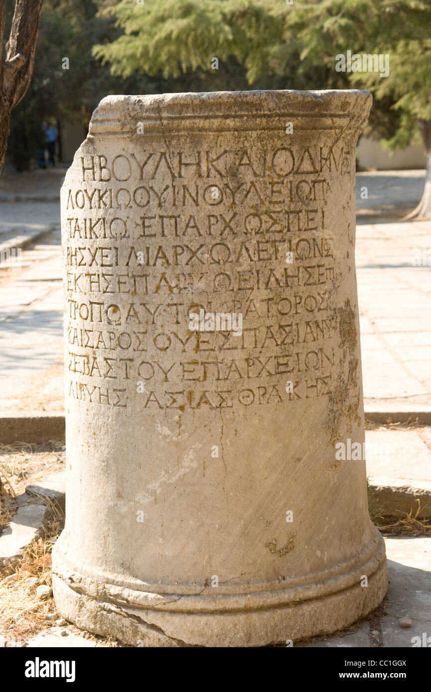 Column in the archaeological site of Troy, Turkey Stock Photo - Alamy