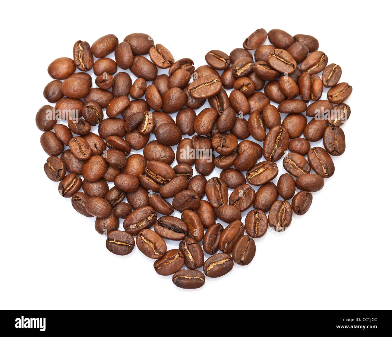 heart made from coffee beans on white background Stock Photo - Alamy