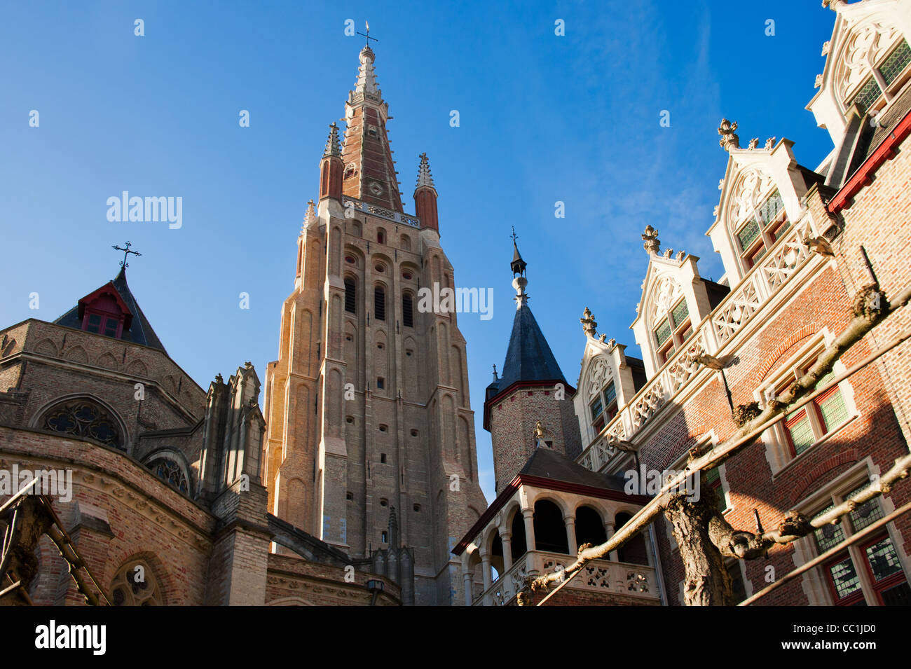 Exterior view of Church of Our Lady Onze-Lieve-Vrouwekerk in Bruges Belgium Stock Photo - Alamy