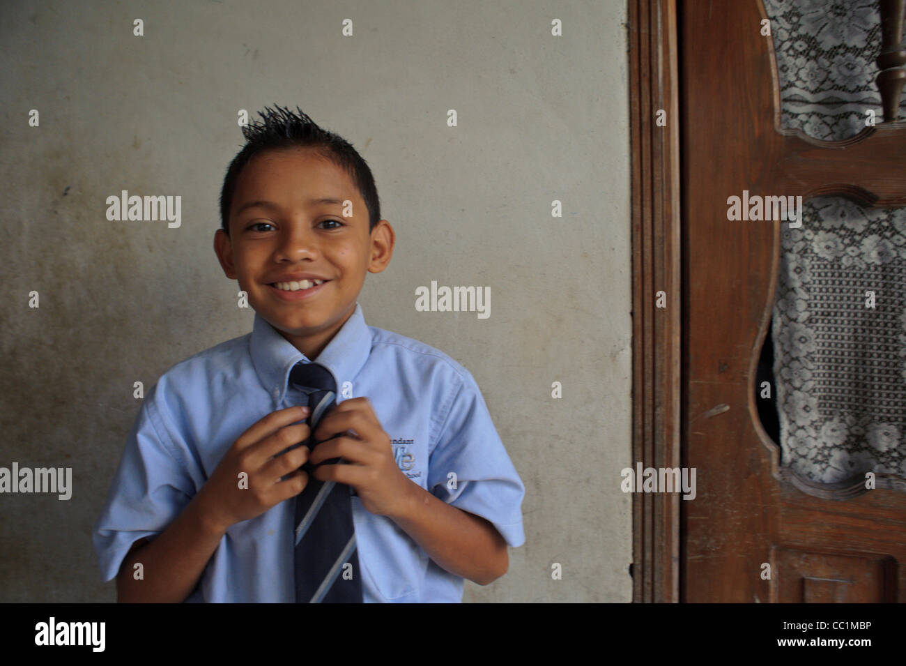 Boy Getting Ready For School