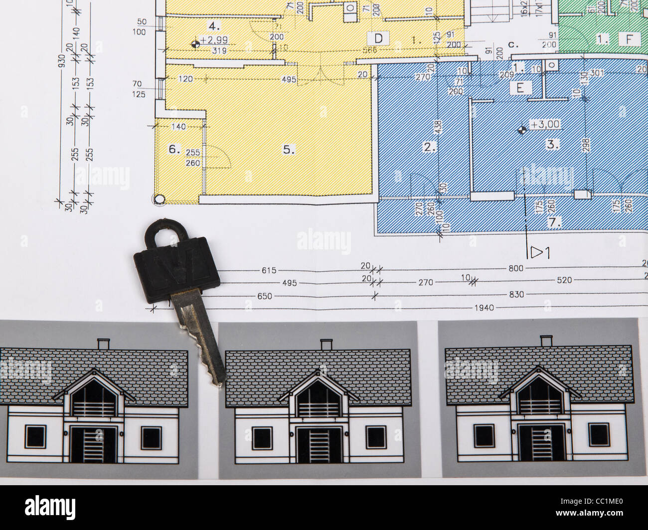 project and a key of a brand new home Stock Photo - Alamy