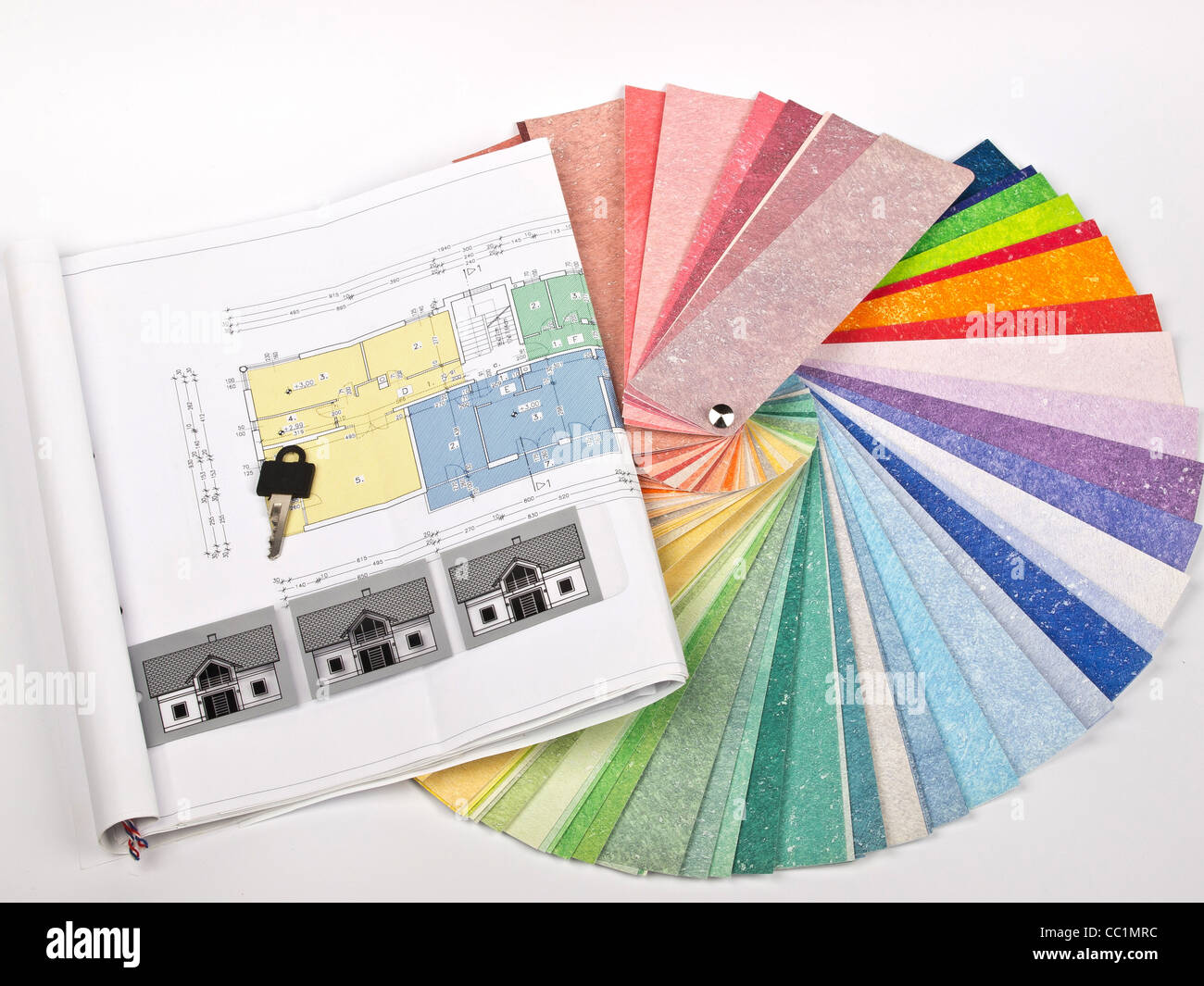 project of a house with color swatch Stock Photo - Alamy