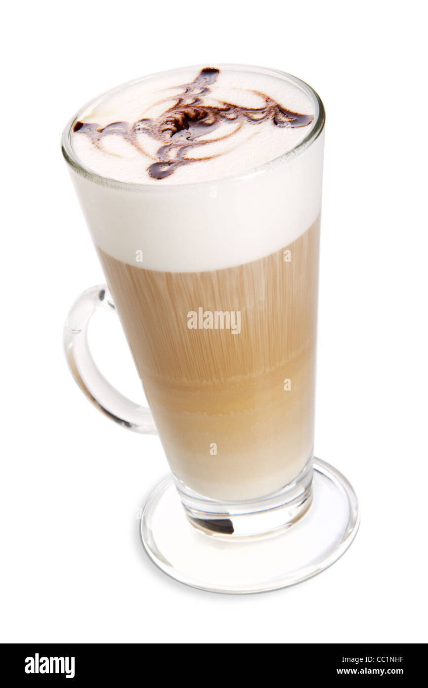 Latte coffee isolated on a white background Stock Photo - Alamy