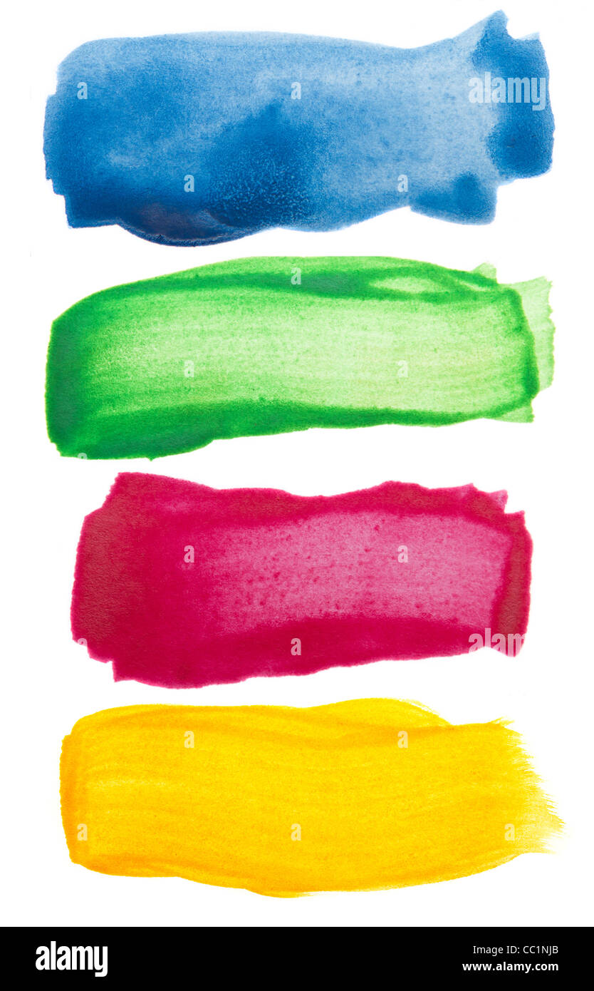 Colorful watercolor brush strokes Stock Photo - Alamy
