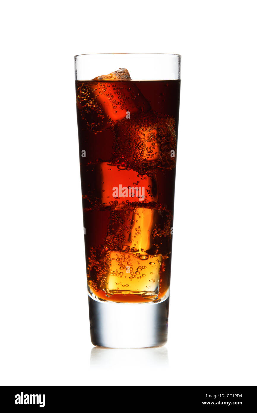 Glass with cola isolated on white Stock Photo - Alamy