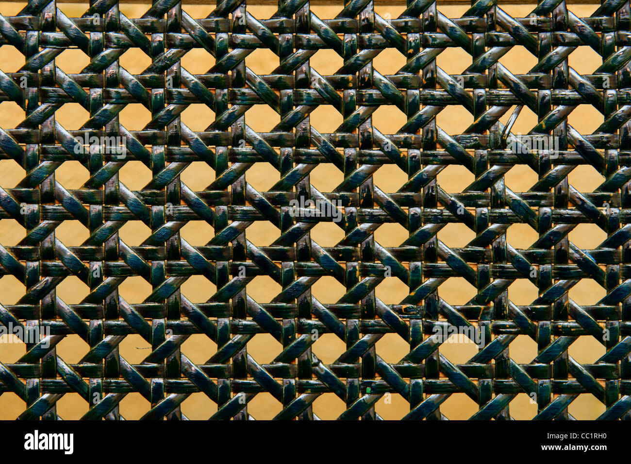 close-up of green woven rattan pattern over green Stock Photo - Alamy
