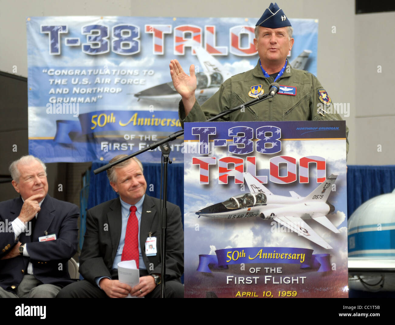 Speaks at the northrop grumman facility in el segundo hi-res stock ...