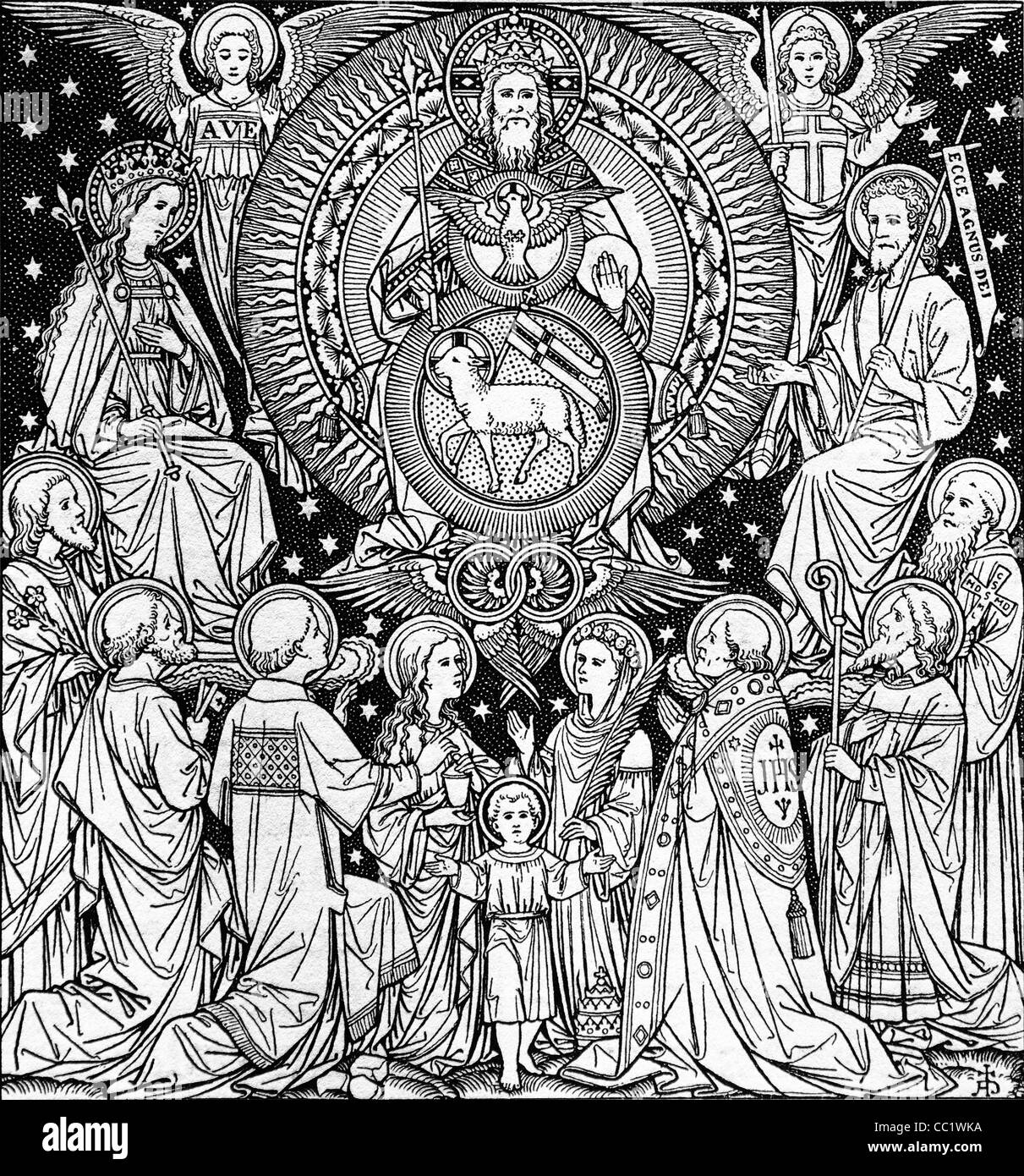 holy Trinity and saints - detail from liturgy book Stock Photo - Alamy