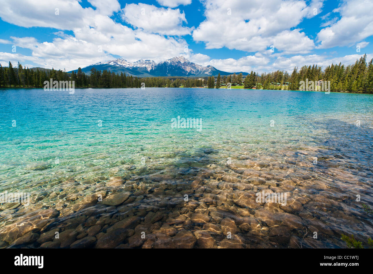 Lac Beauvert from Fairmont's Jasper Park Lodge, Alberta, Canada Stock ...