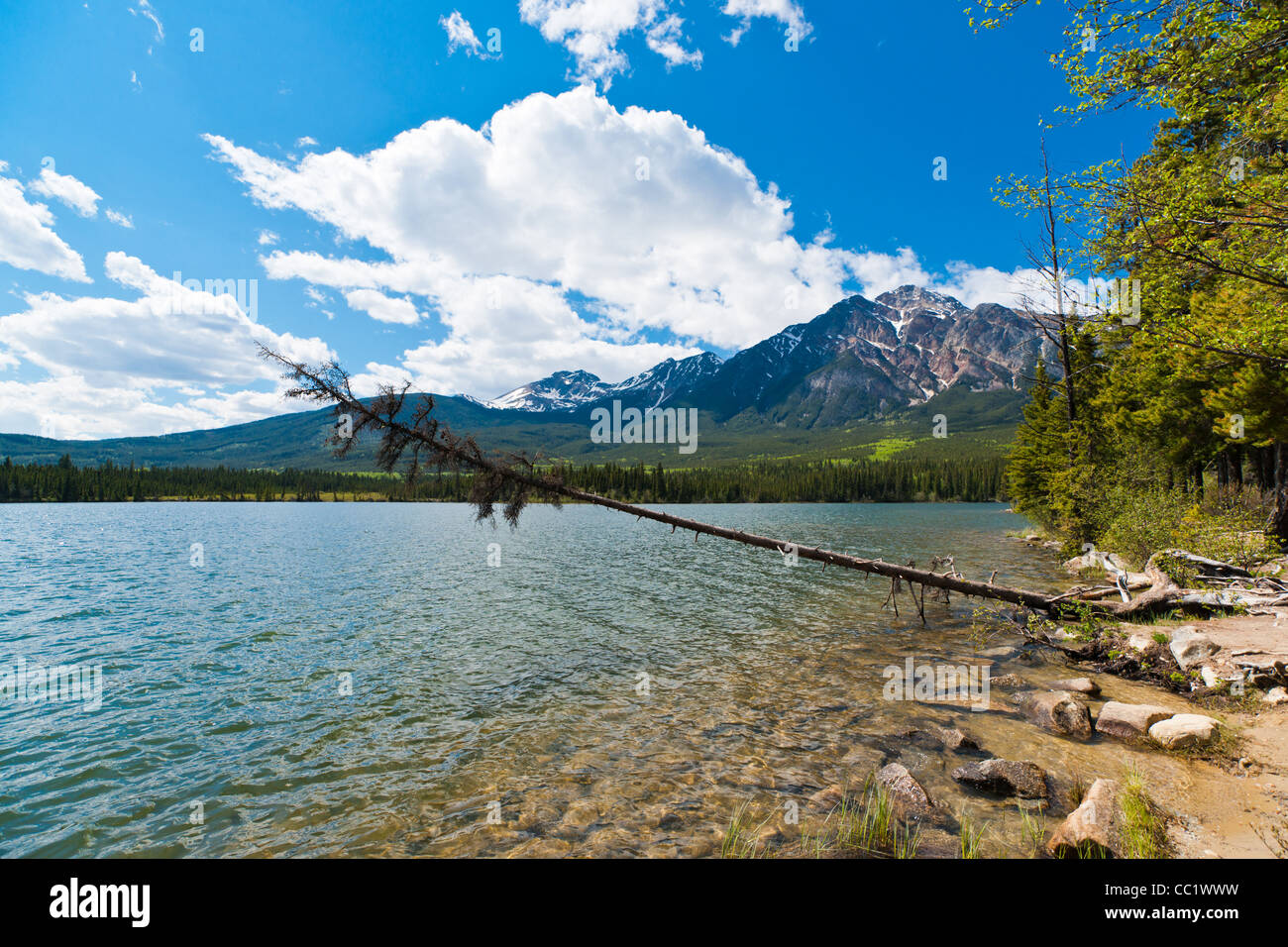 Pyramid Island on Pyramid Lake in Jasper National Park, Alberta, Canada ...
