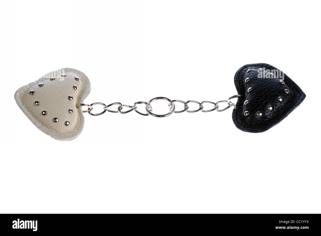Two hearts fixed by chain, black and white Stock Photo - Alamy