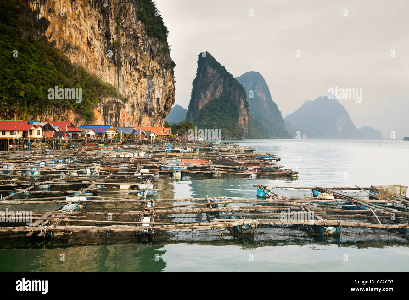Fish pens at the Muslim fishing village of Ko Panyi. Ko Panyi, Phang ...