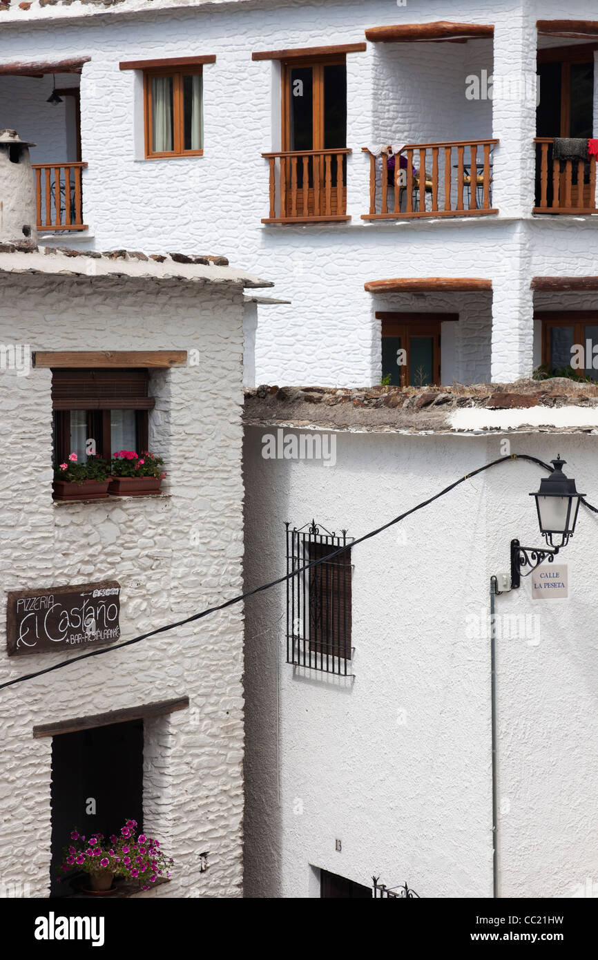 White walls of Pampaneira village at Las Alpujarras region of Andalusia ...