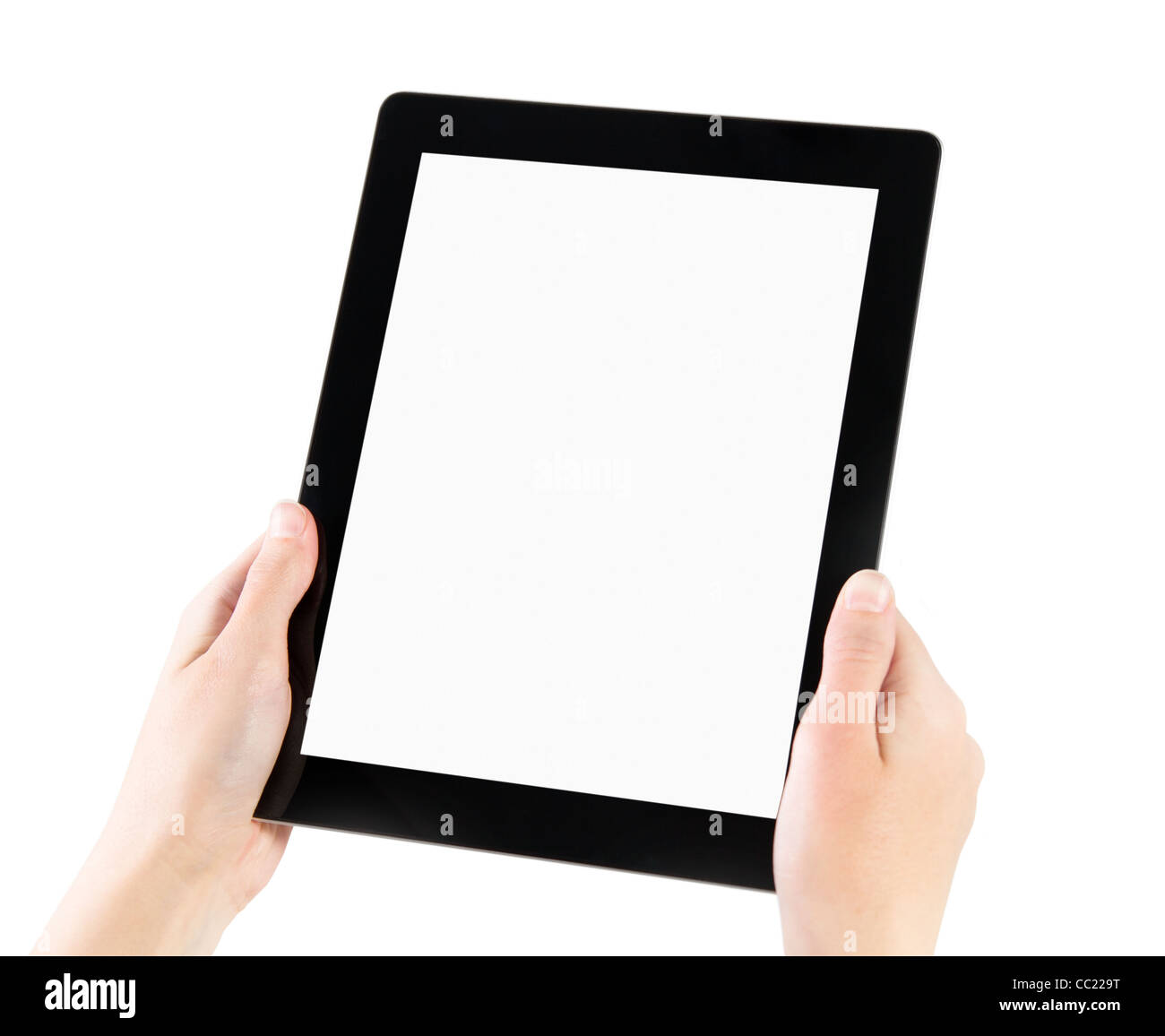 Hand girl using digital tablet Cut Out Stock Images & Pictures - Alamy