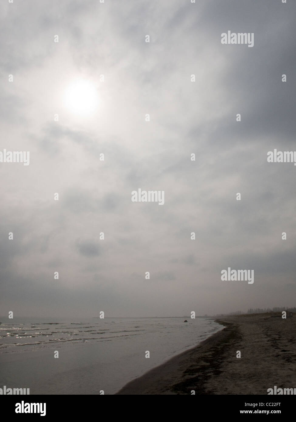 Grey seascape with fog and waves in the baltic sea Stock Photo - Alamy
