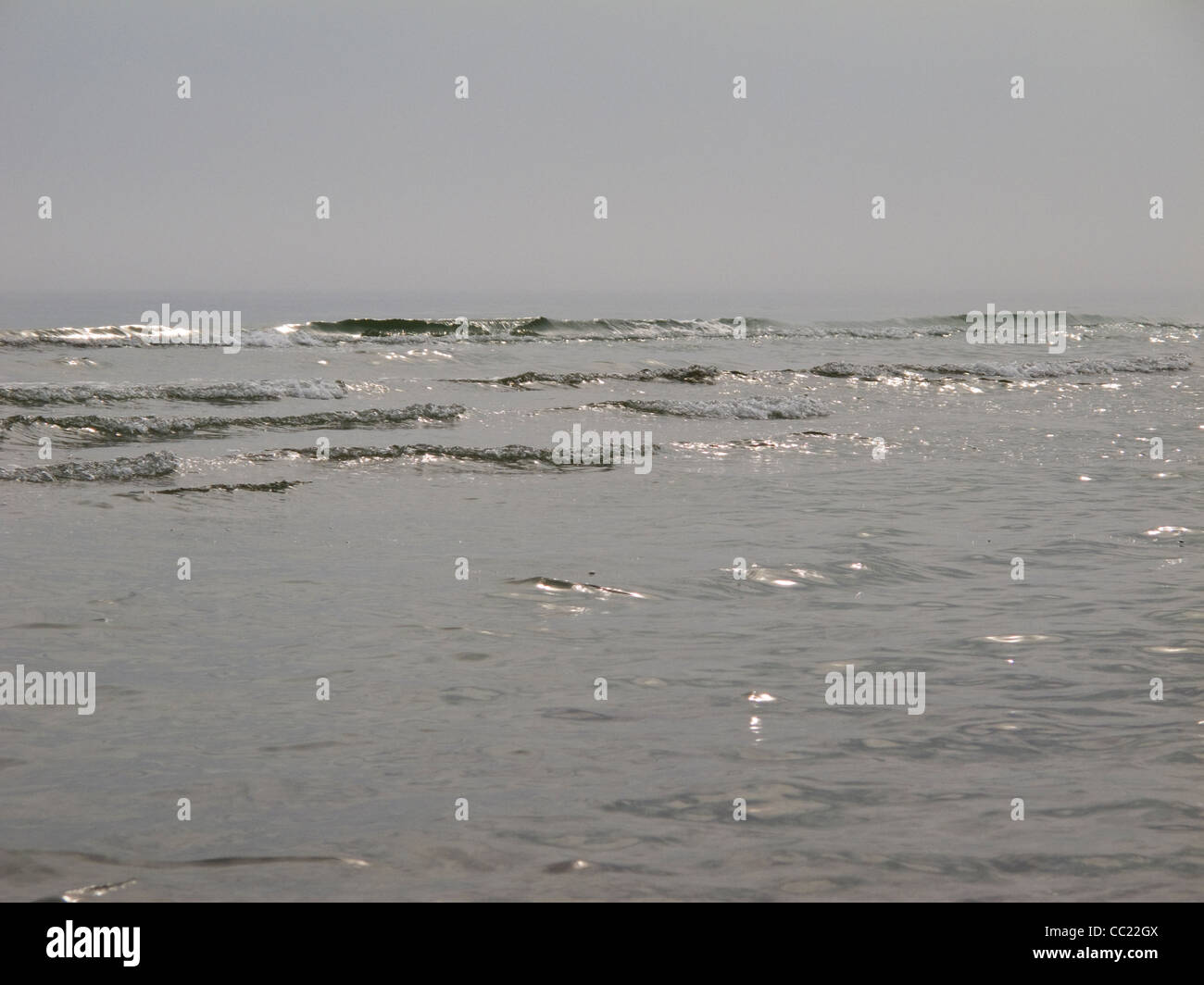 Grey seascape with fog and waves in the baltic sea Stock Photo - Alamy